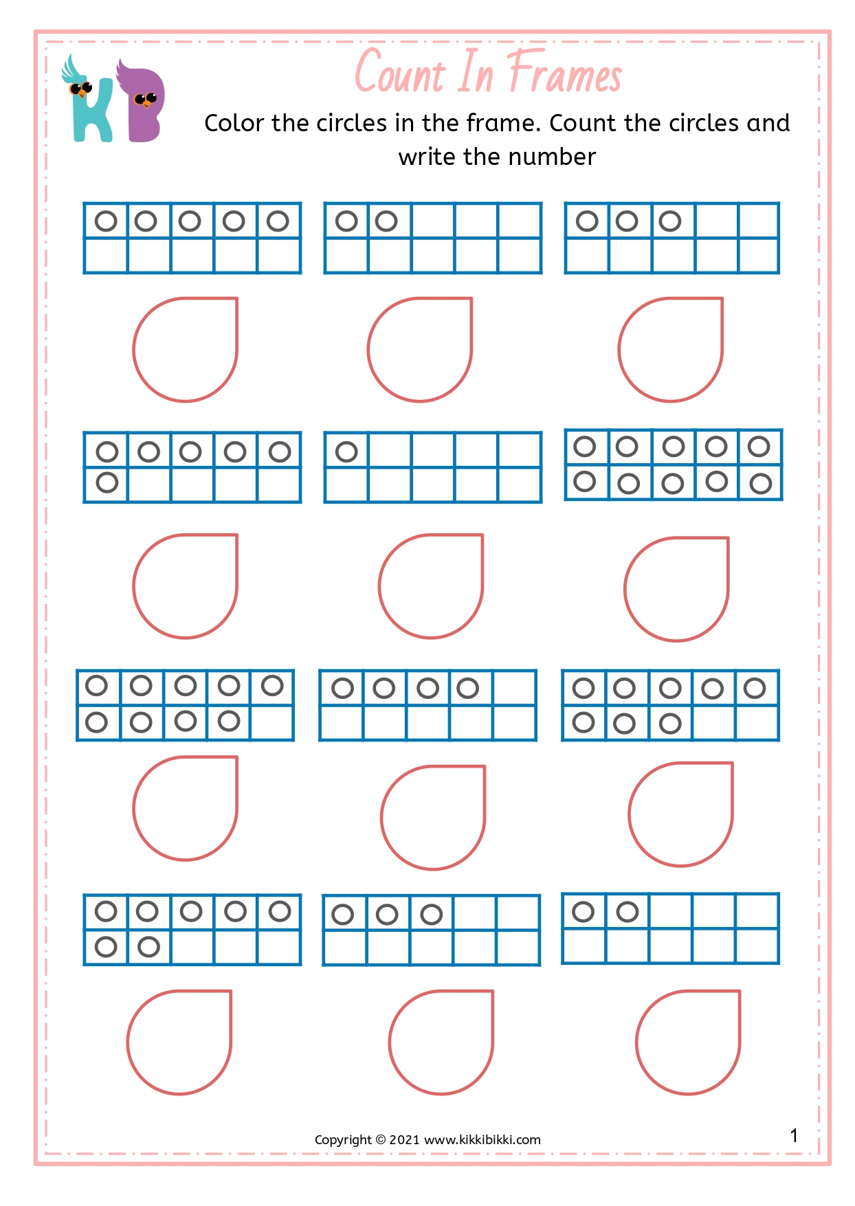 "Fun with Numbers: Counting Up to 10 with Frames Worksheets"
