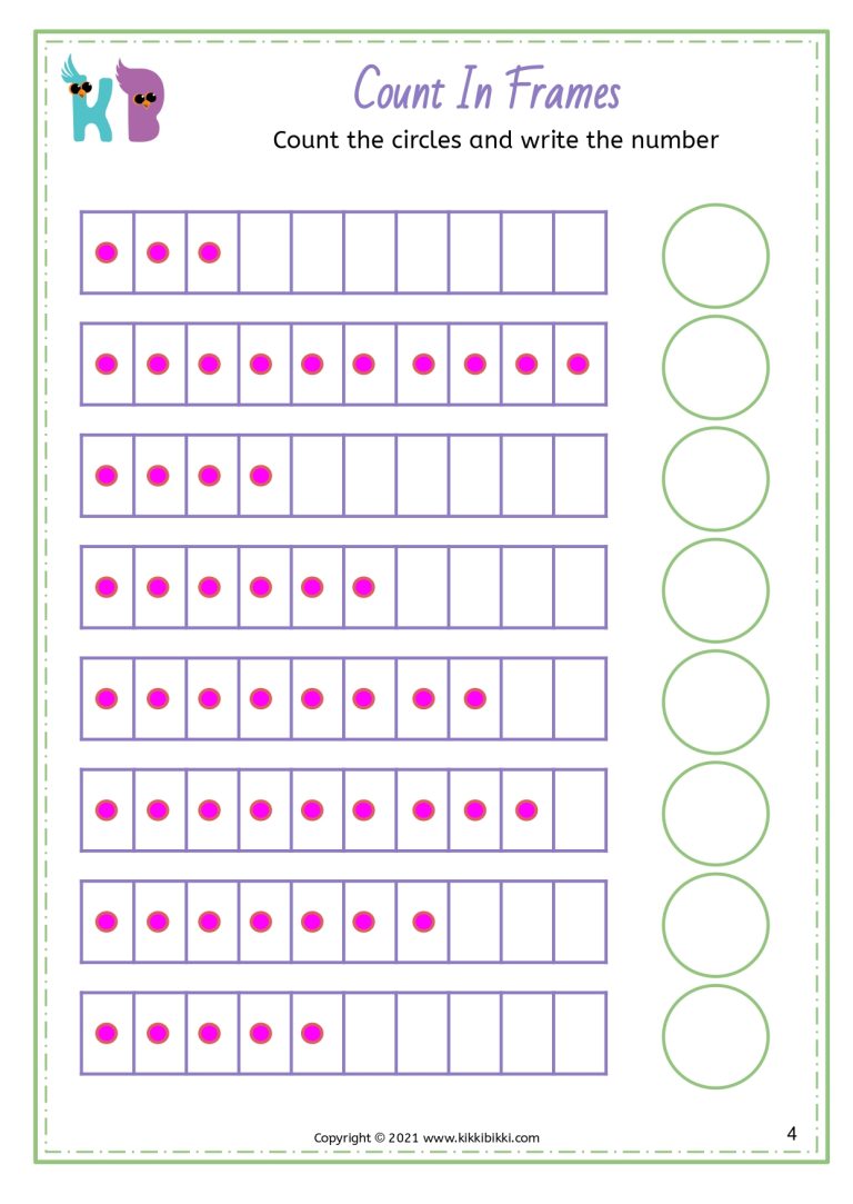 "Fun with Numbers: Counting Up to 10 with Frames Worksheets"