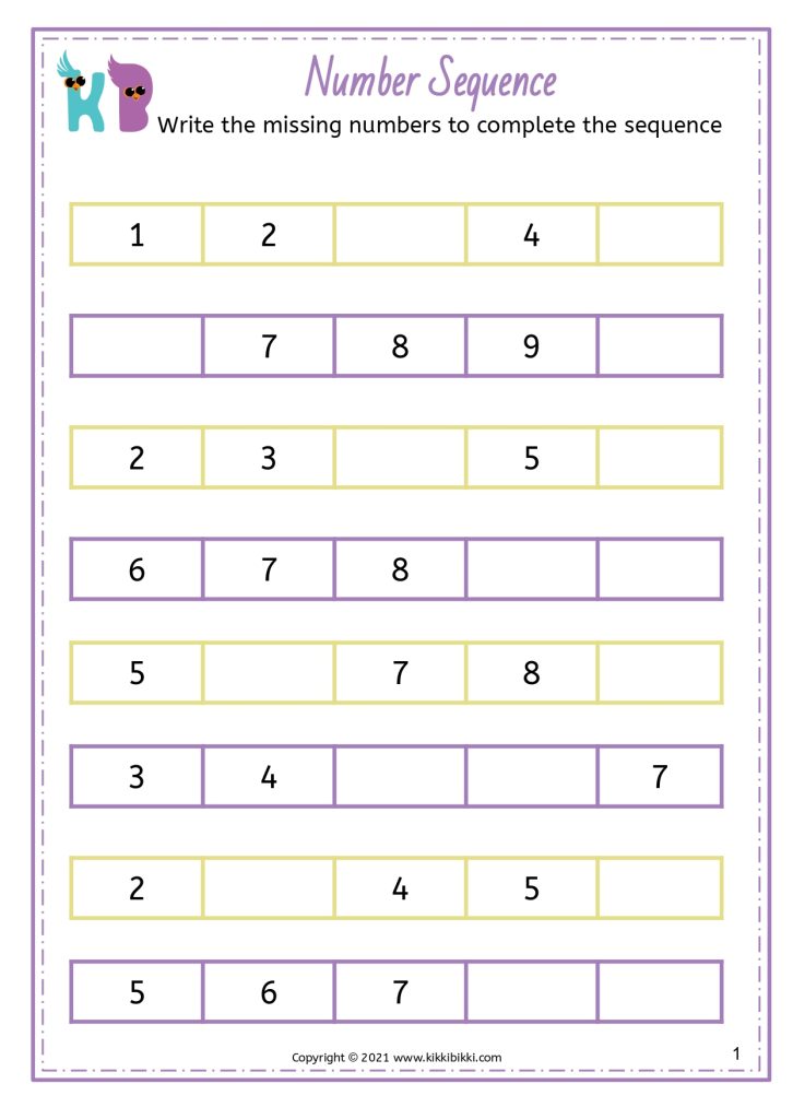 Math Adventure - Number Sequence Worksheet for Kindergarten