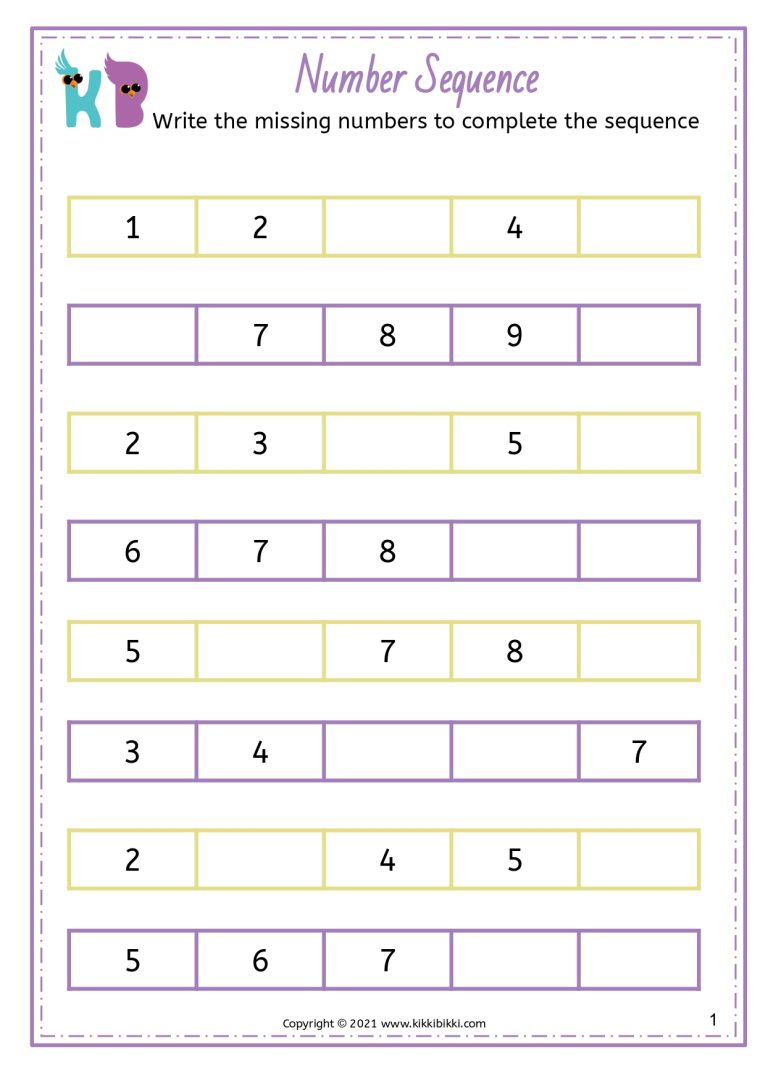 Math Adventure - Number Sequence Worksheet for Kindergarten