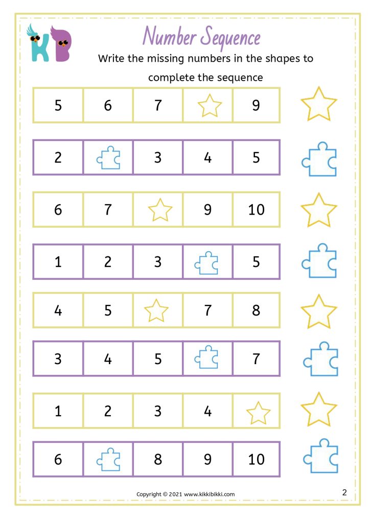 Math Adventure - Number Sequence Worksheet for Kindergarten