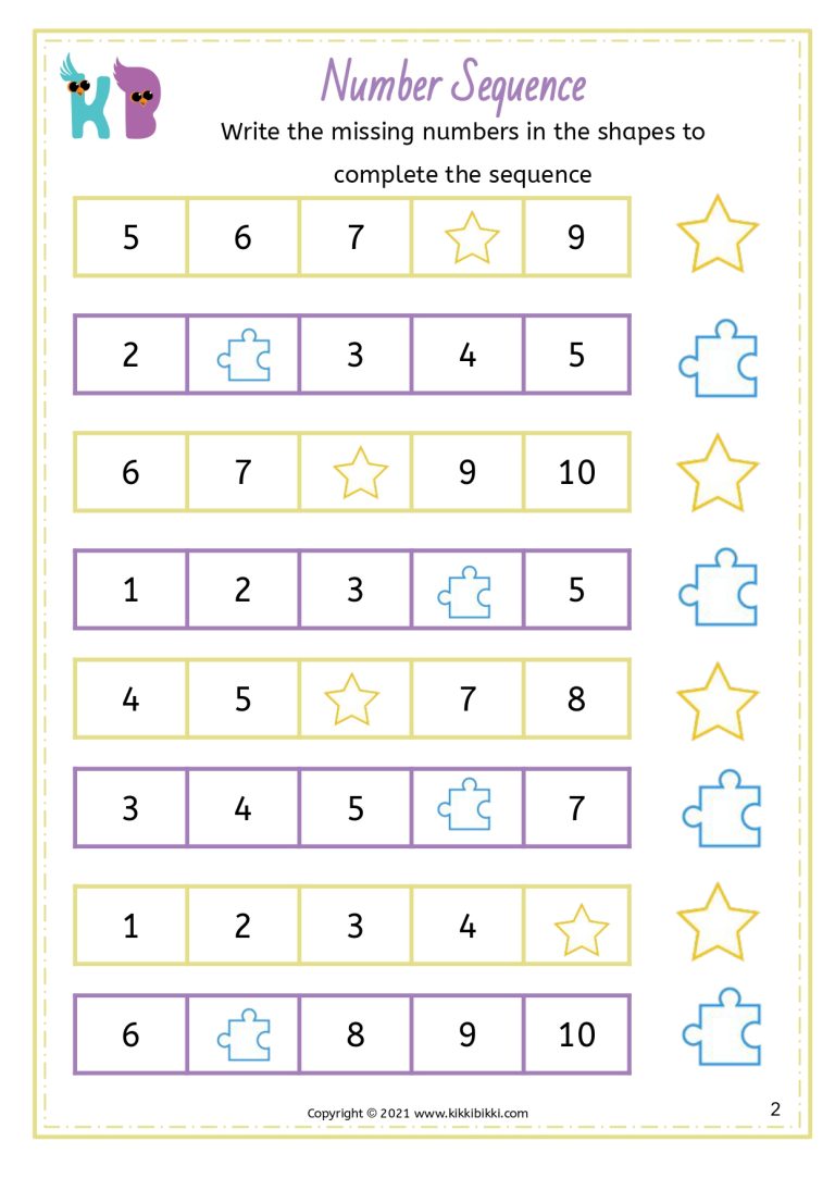 Math Adventure - Number Sequence Worksheet for Kindergarten