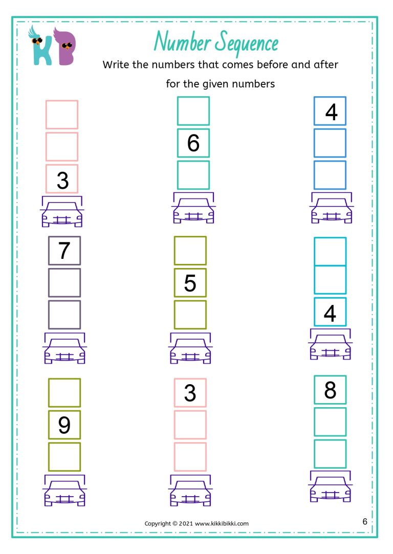 Math Adventure - Number Sequence Worksheet for Kindergarten