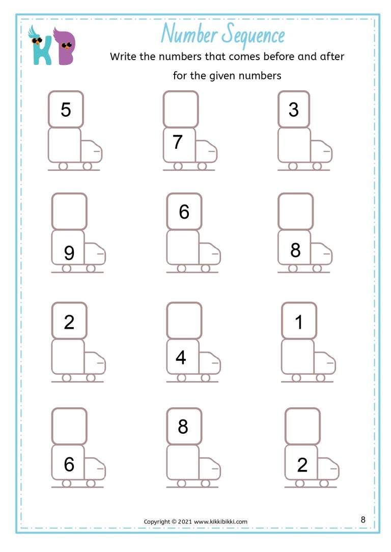 Math Adventure - Number Sequence Worksheet for Kindergarten