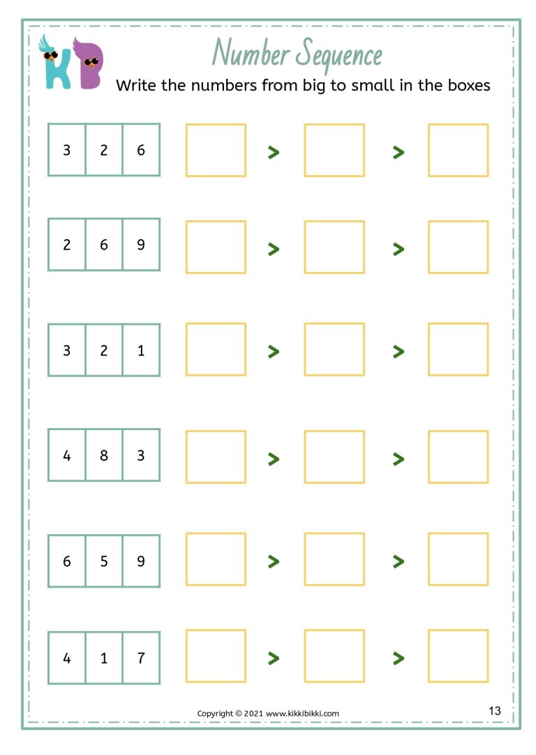 Math Adventure - Number Sequence Worksheet for Kindergarten