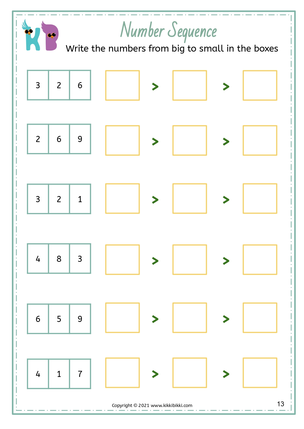 Math Adventure - Number Sequence Worksheet for Kindergarten