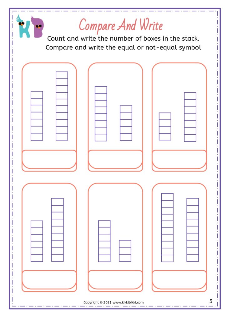 "Interactive Compare and Write Worksheets for Kindergarten