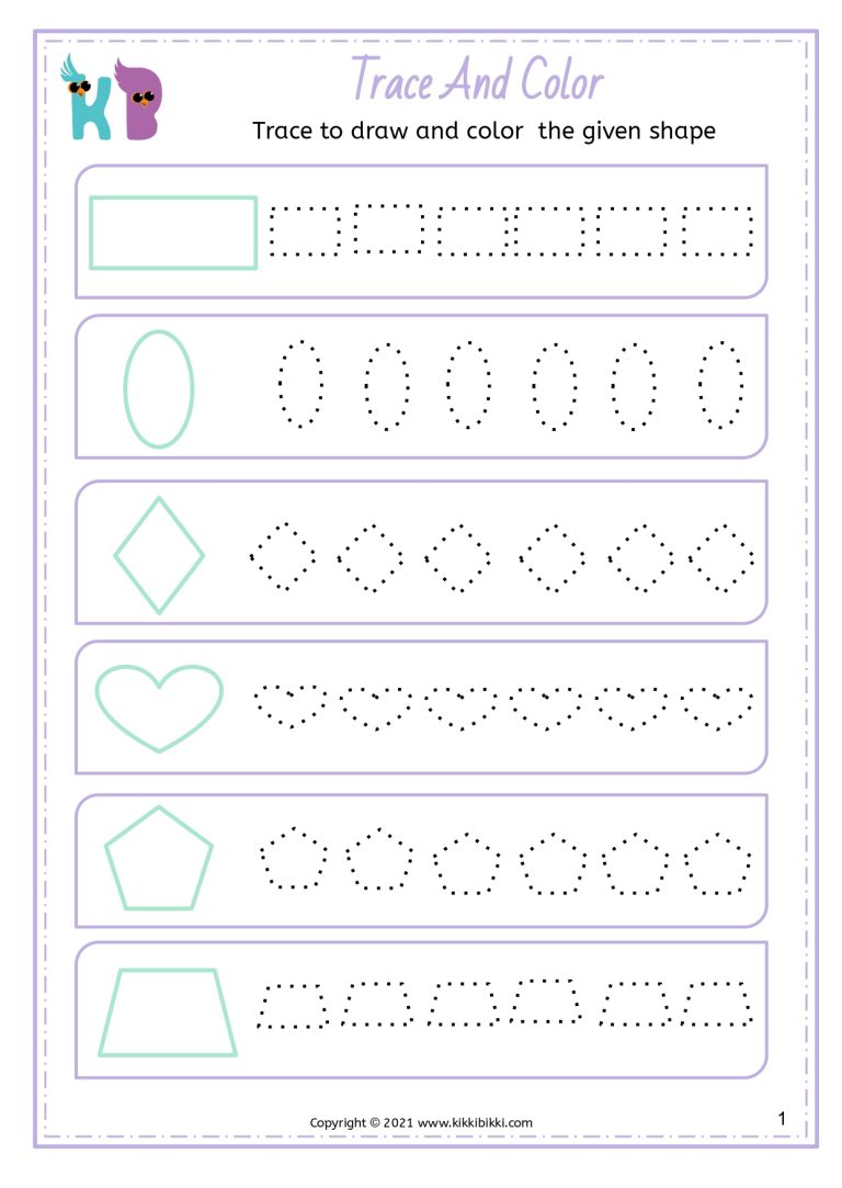 Math Skills with 2D Shapes: Trace and Color Worksheets"