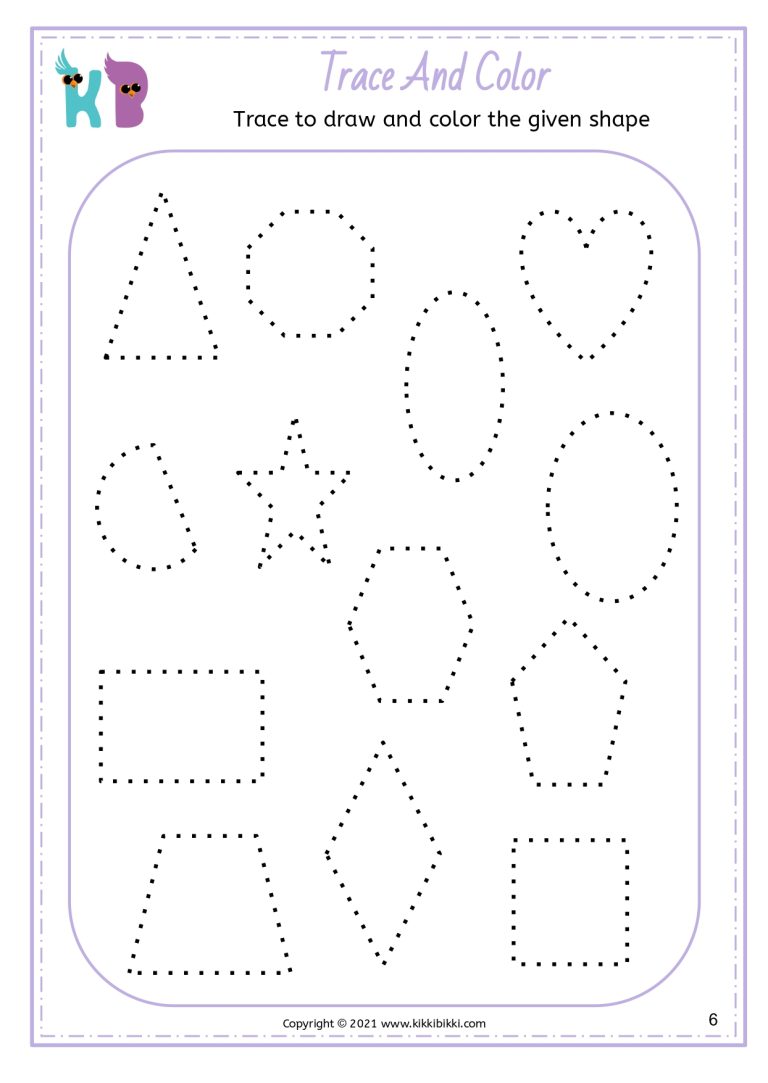 Math Skills with 2D Shapes: Trace and Color Worksheets"