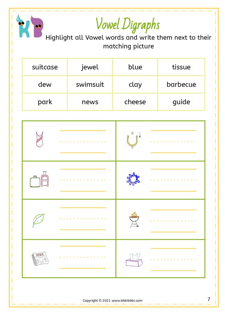 EW, UE, UI Sound Family Read and Match Worksheet