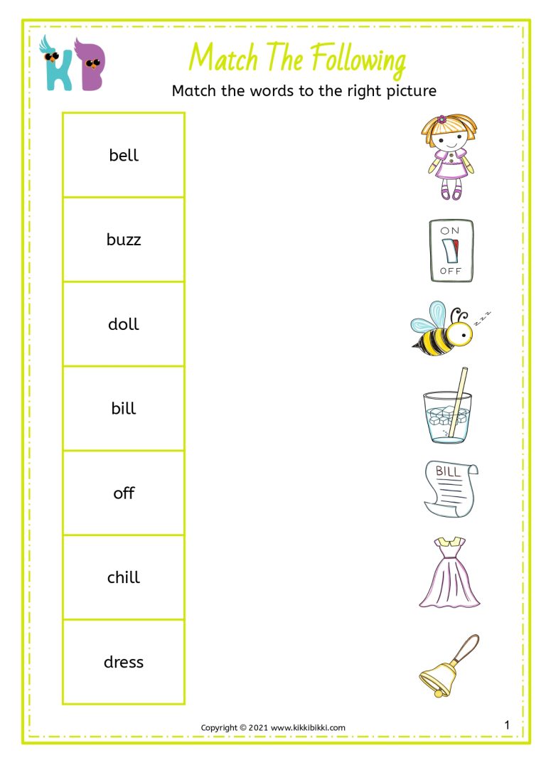 Alternative Spelling Double Consonants - Match the Following