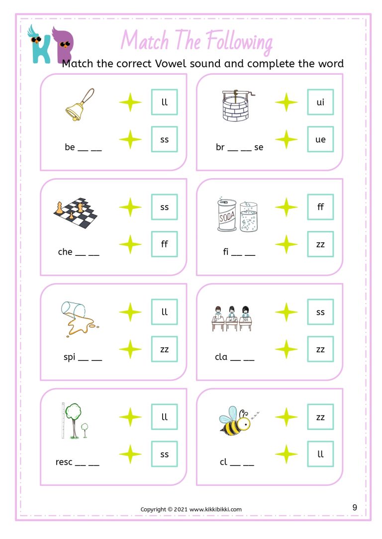 Alternative Spelling Double Consonants - Match the Following