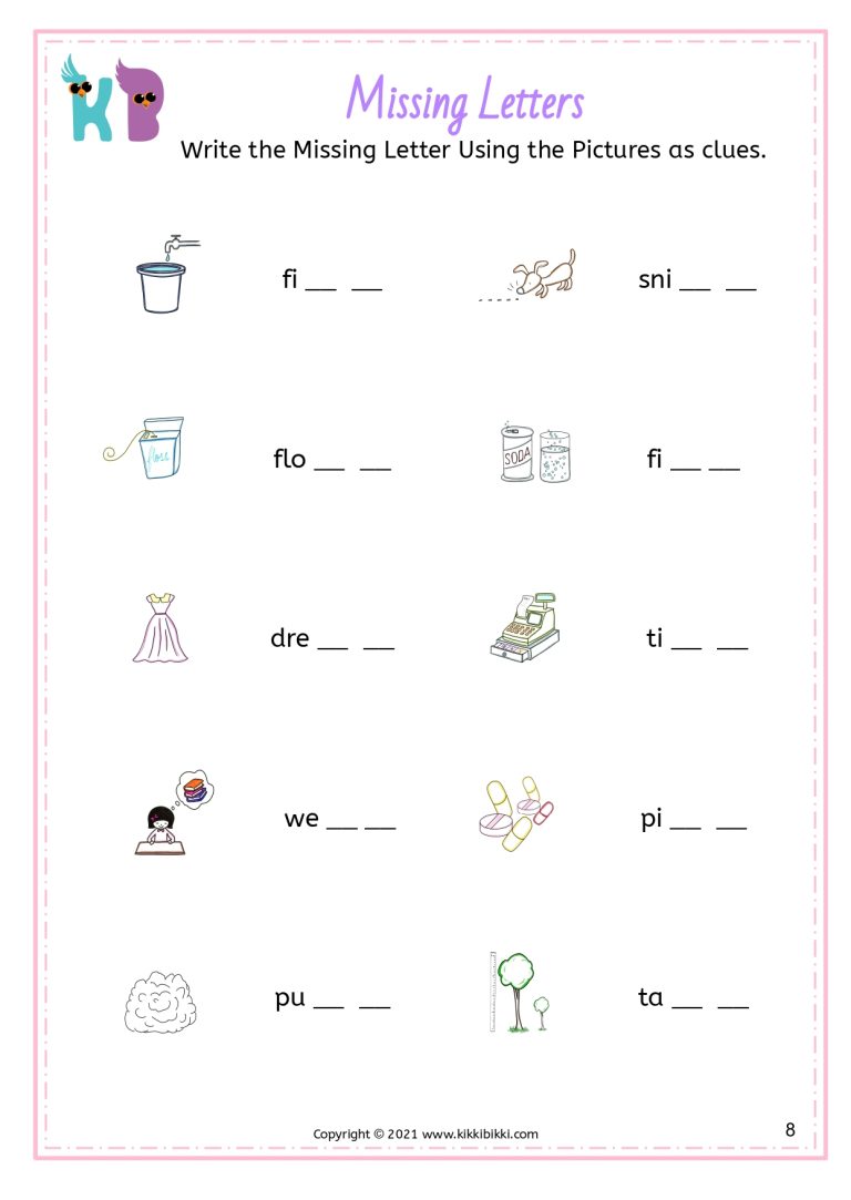 Alternative Spelling Double Consonants - Missing Letters