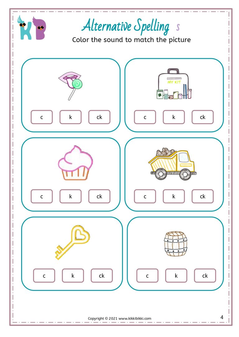 Phonics Adventure - Alternative Spelling c, k, ck Worksheet