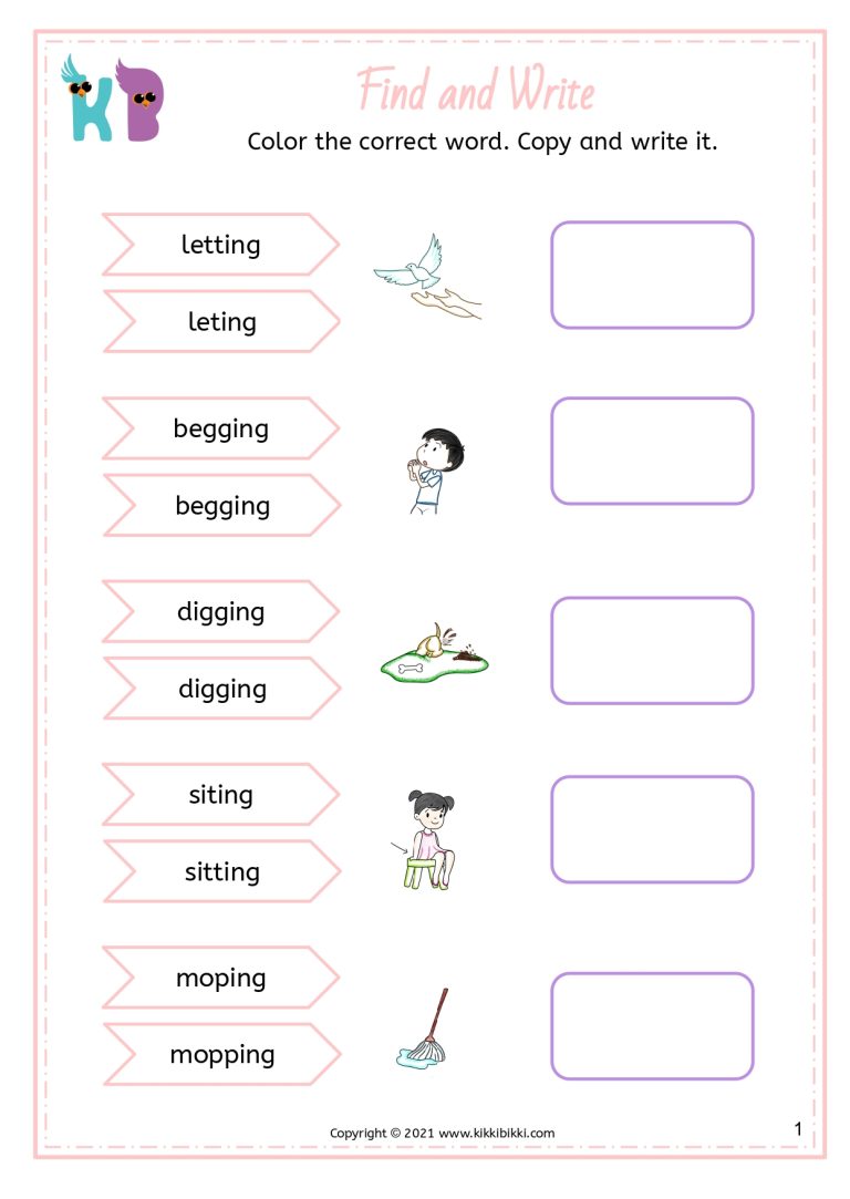 Action Words in Focus: Suffix ING - Find and Write Worksheets