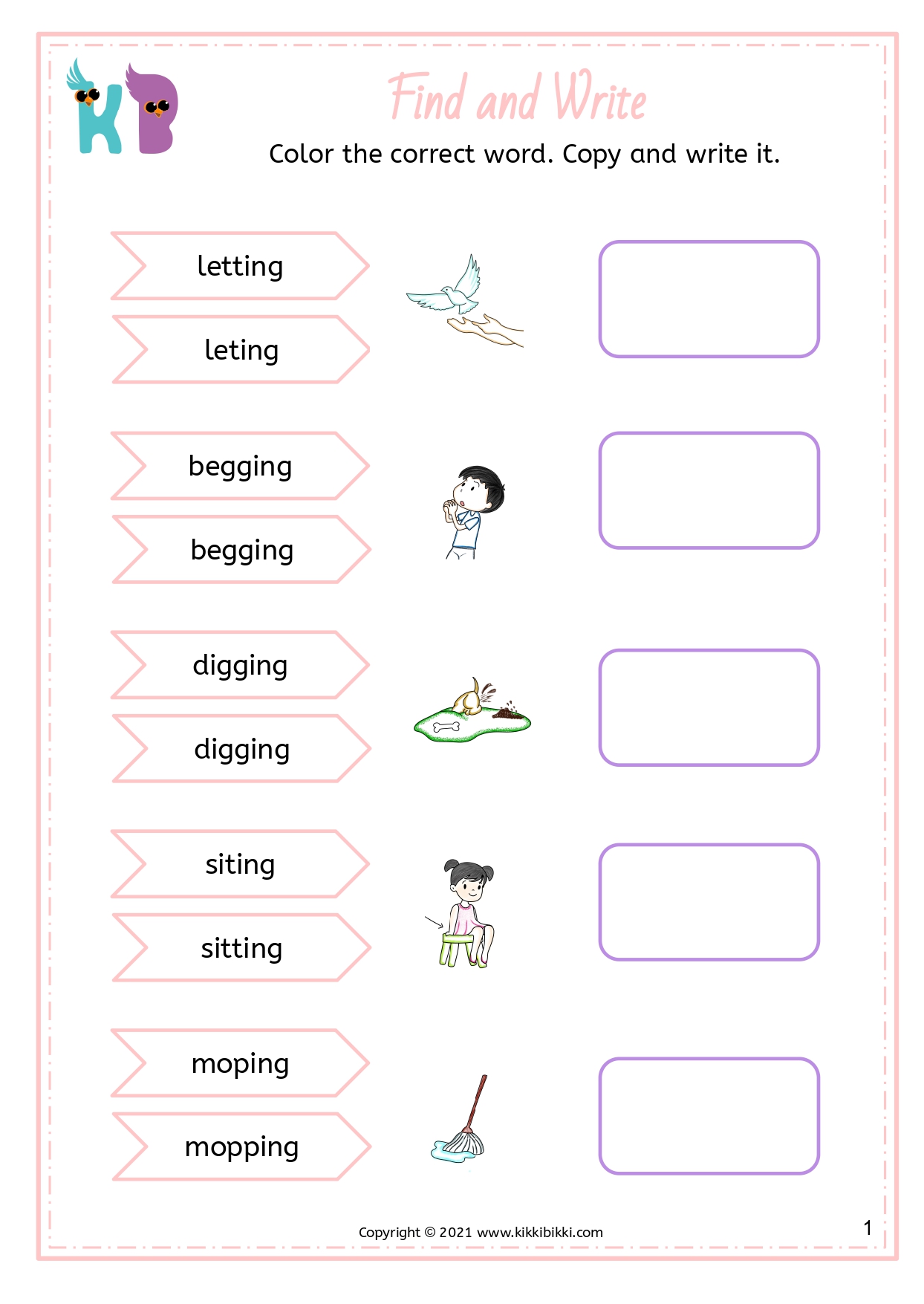 Action Words in Focus: Suffix ING - Find and Write Worksheets