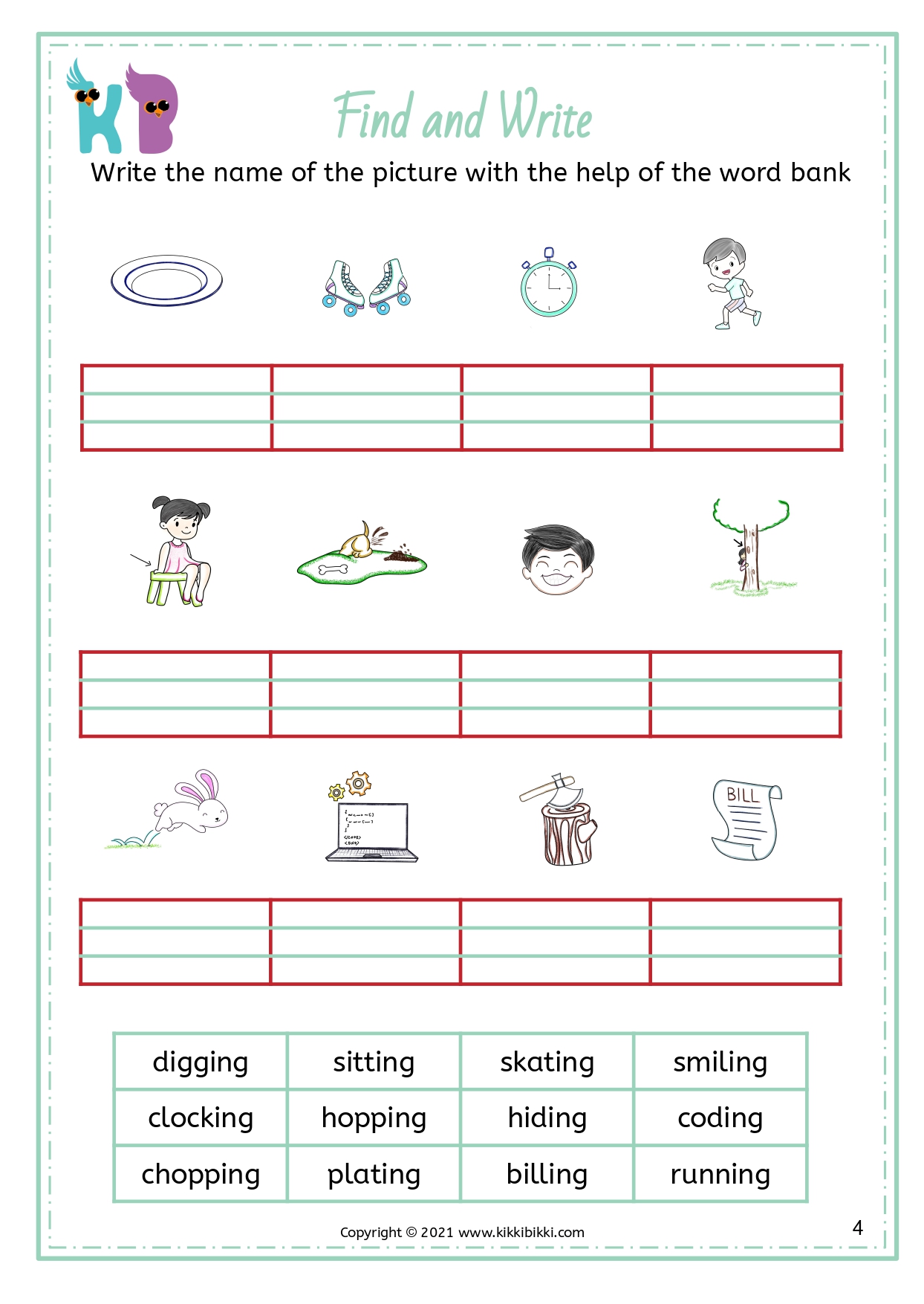 Action Words in Focus: Suffix ING - Find and Write Worksheets