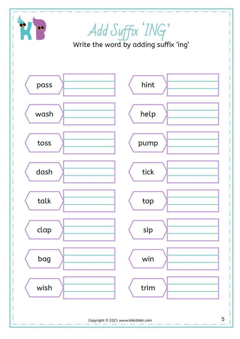 "Building Phonics Skills: Adding Suffix 'ing' Word Writing"