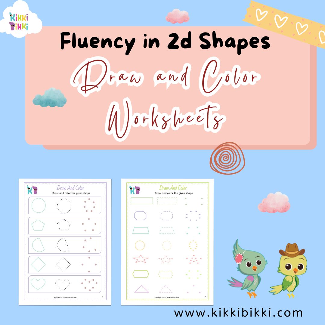 Shape Adventures: 2D Shapes Draw-and-Color Worksheet