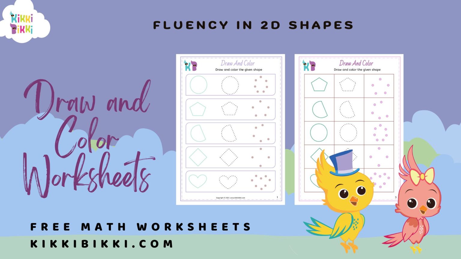 Shape Adventures: 2D Shapes Draw-and-Color Worksheet