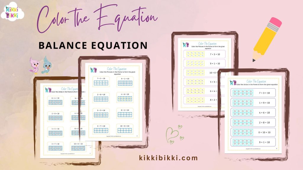 Color the Equation Worksheets for Balance Equations