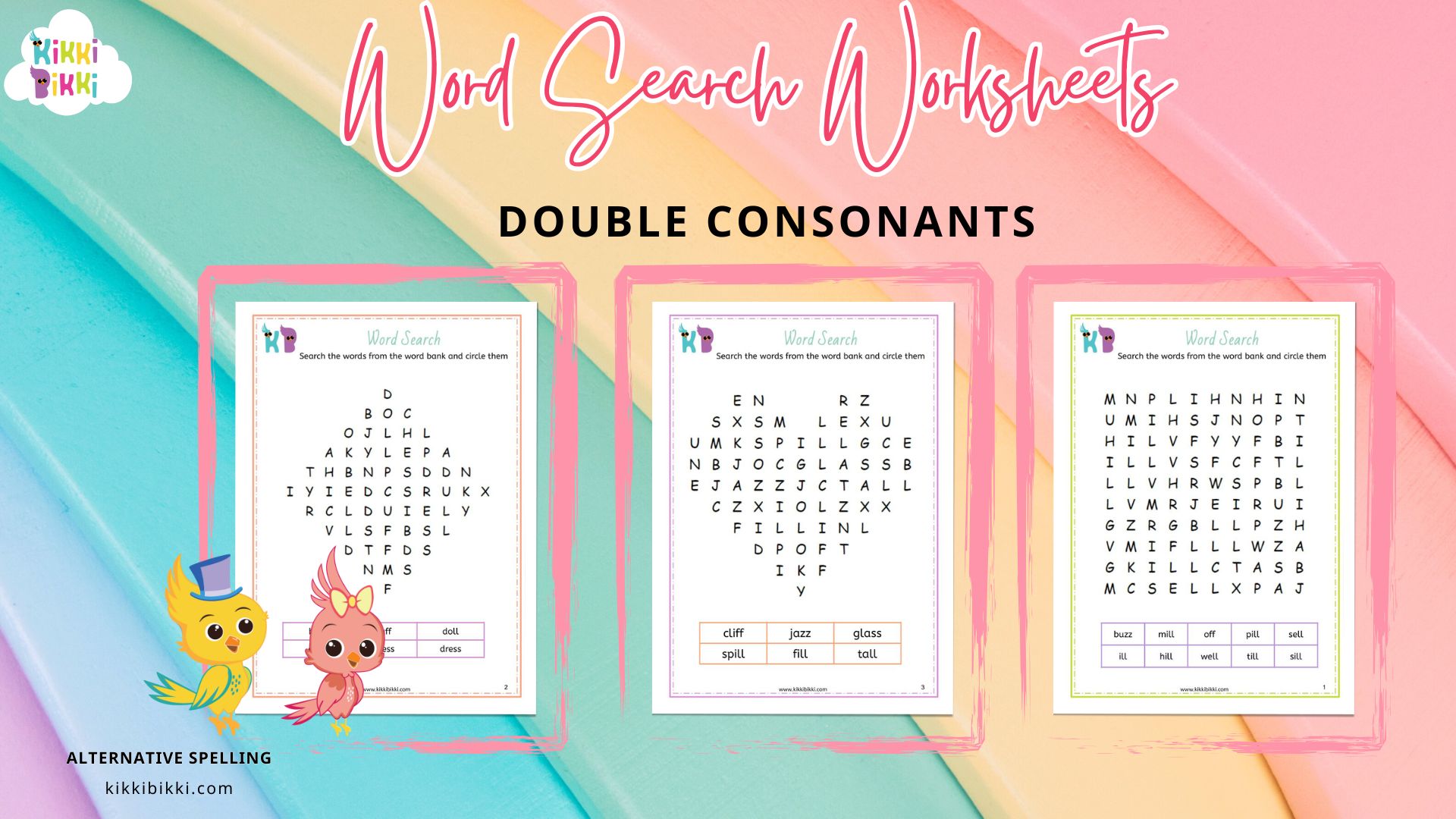 Phonics Fun: Double Consonants Word Search Worksheet