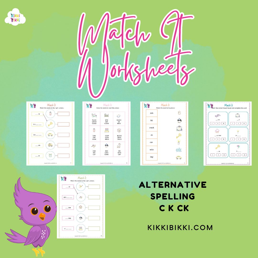Phonics Fun: C, K, CK Match It Worksheet