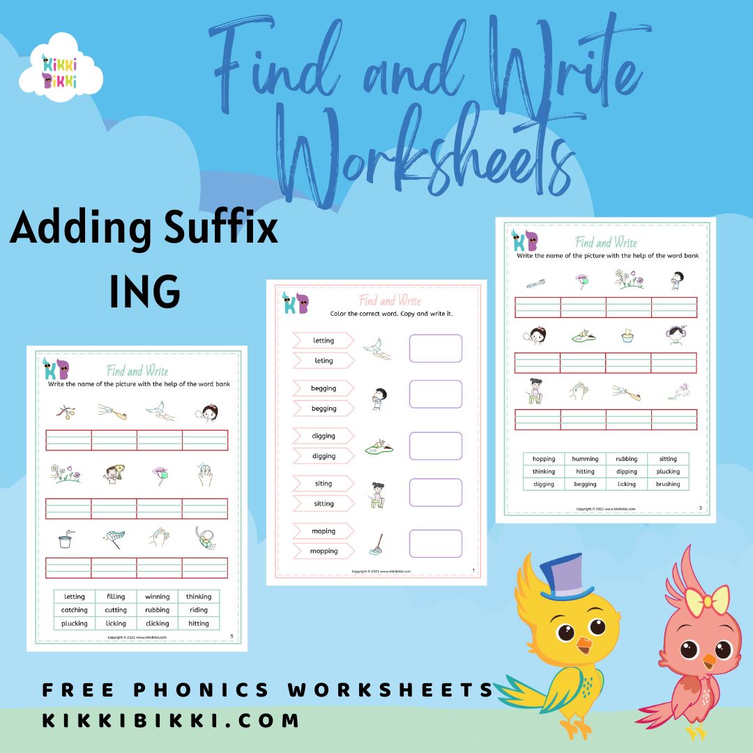 Action Words in Focus: Suffix ING - Find and Write Worksheets