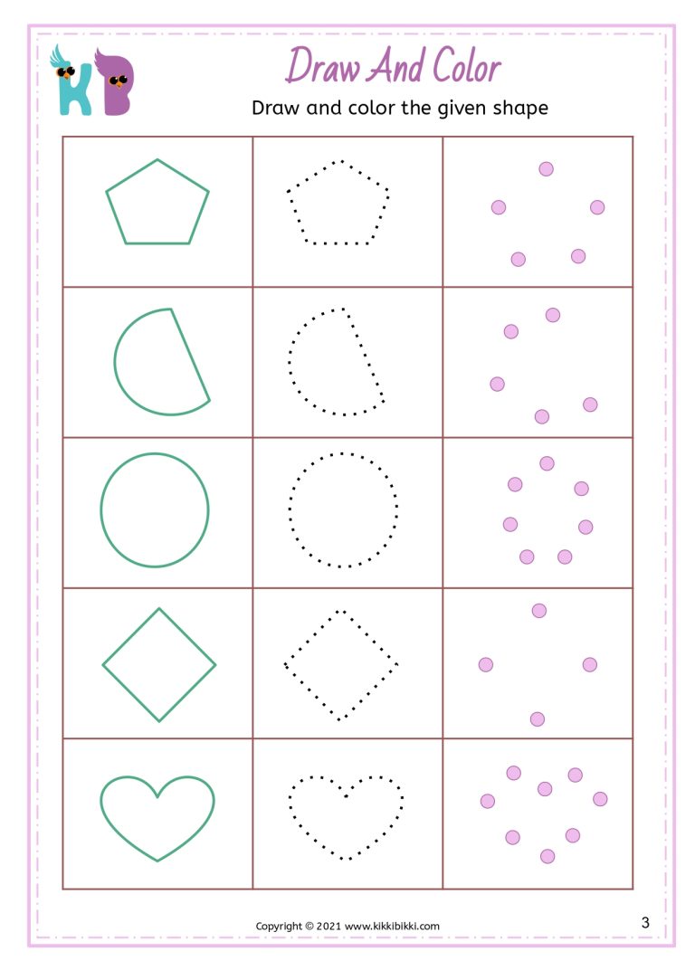 Shape Adventures: 2D Shapes Draw-and-Color Worksheet