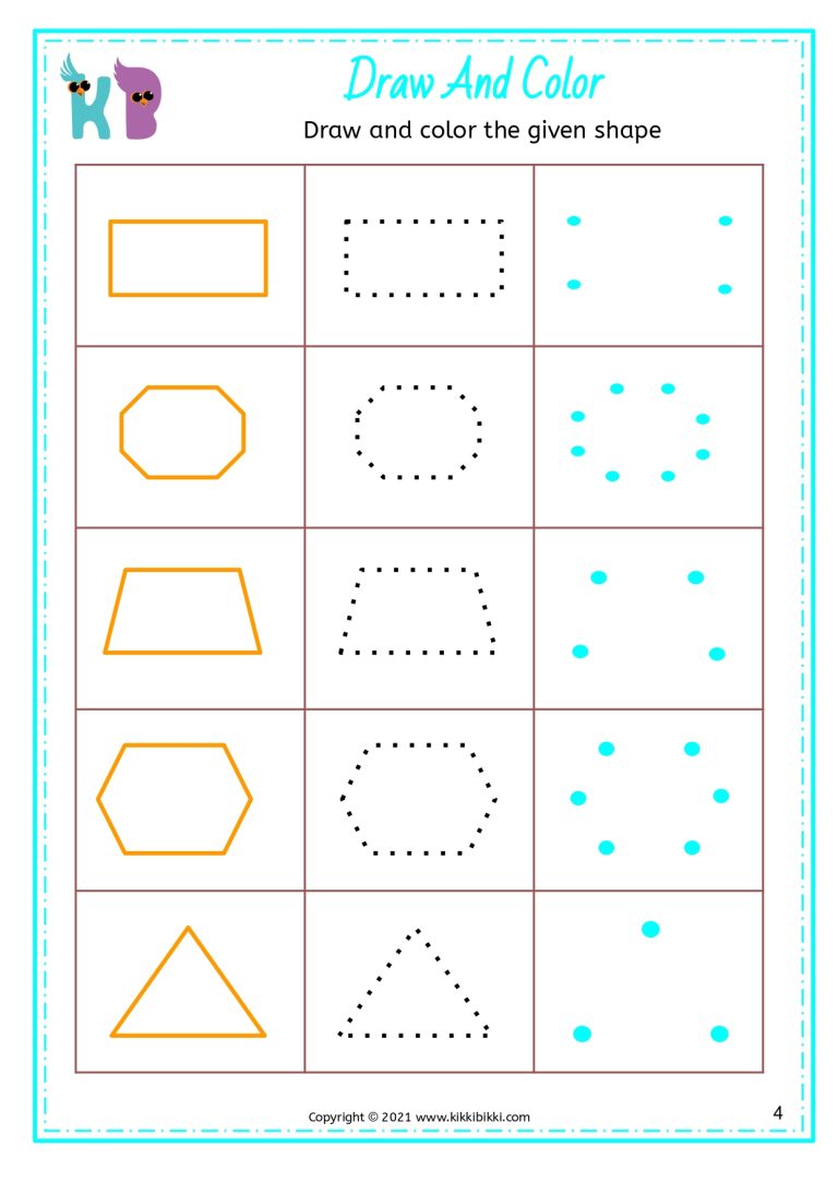 Shape Adventures: 2D Shapes Draw-and-Color Worksheet