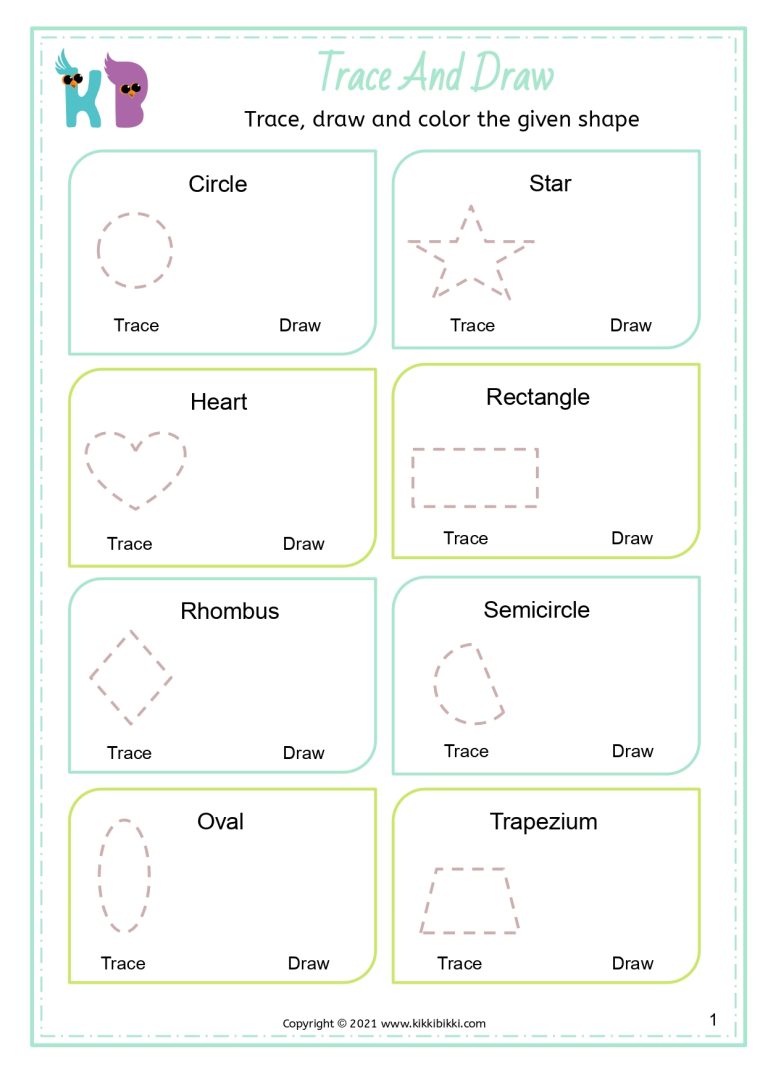 Shape Exploration: 2D Shapes Trace and Draw Worksheet