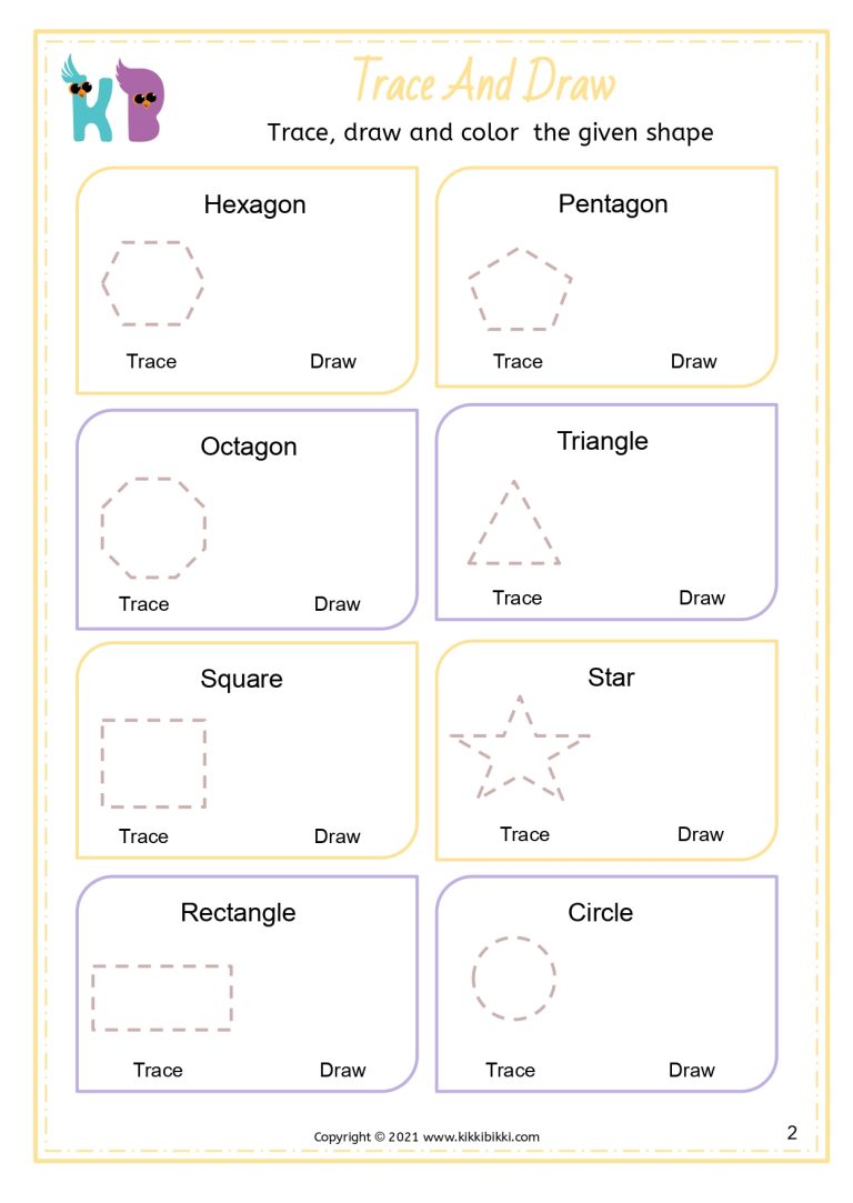 Shape Exploration: 2D Shapes Trace and Draw Worksheet