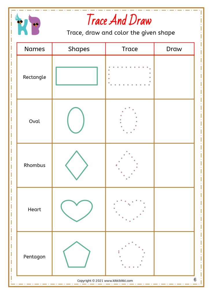 Shape Exploration: 2D Shapes Trace and Draw Worksheet