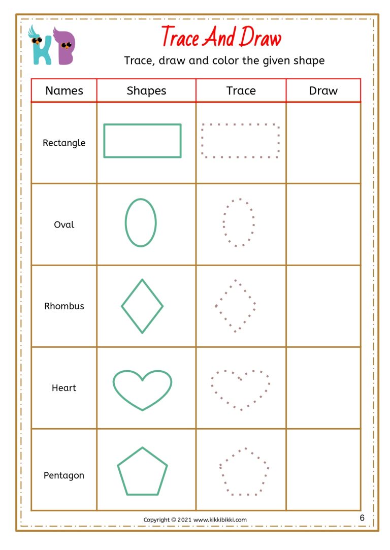 Shape Exploration: 2D Shapes Trace and Draw Worksheet