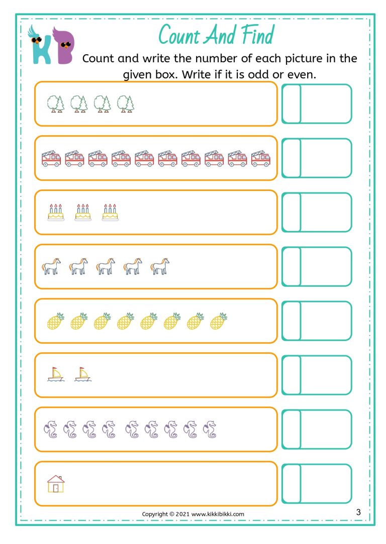 Odd and Even Numbers Worksheets for Kids