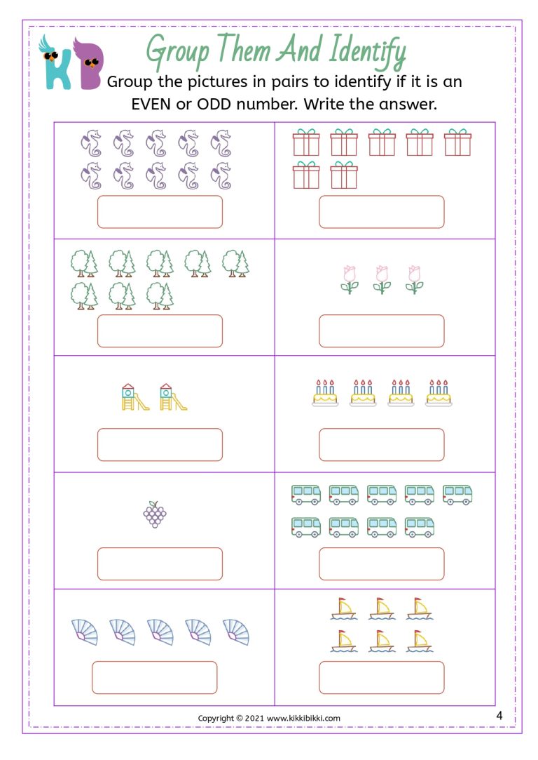 Odd and Even Numbers Worksheets for Kids