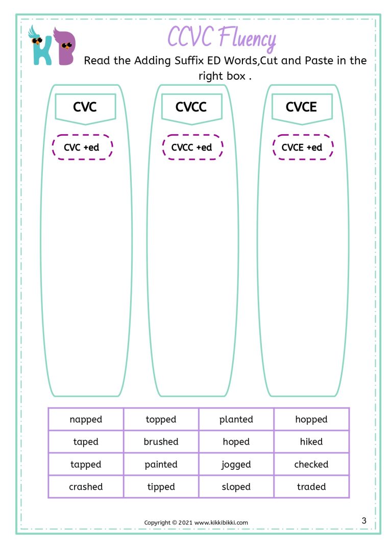 Phonics Fun: Adding Suffix "ED" & CCVC Fluency for Kindergarten
