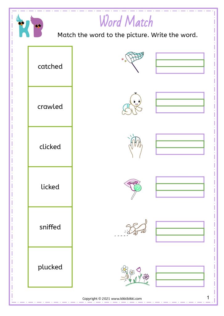 Mastering the '-ED' Suffix: Fun Word Match Worksheets"