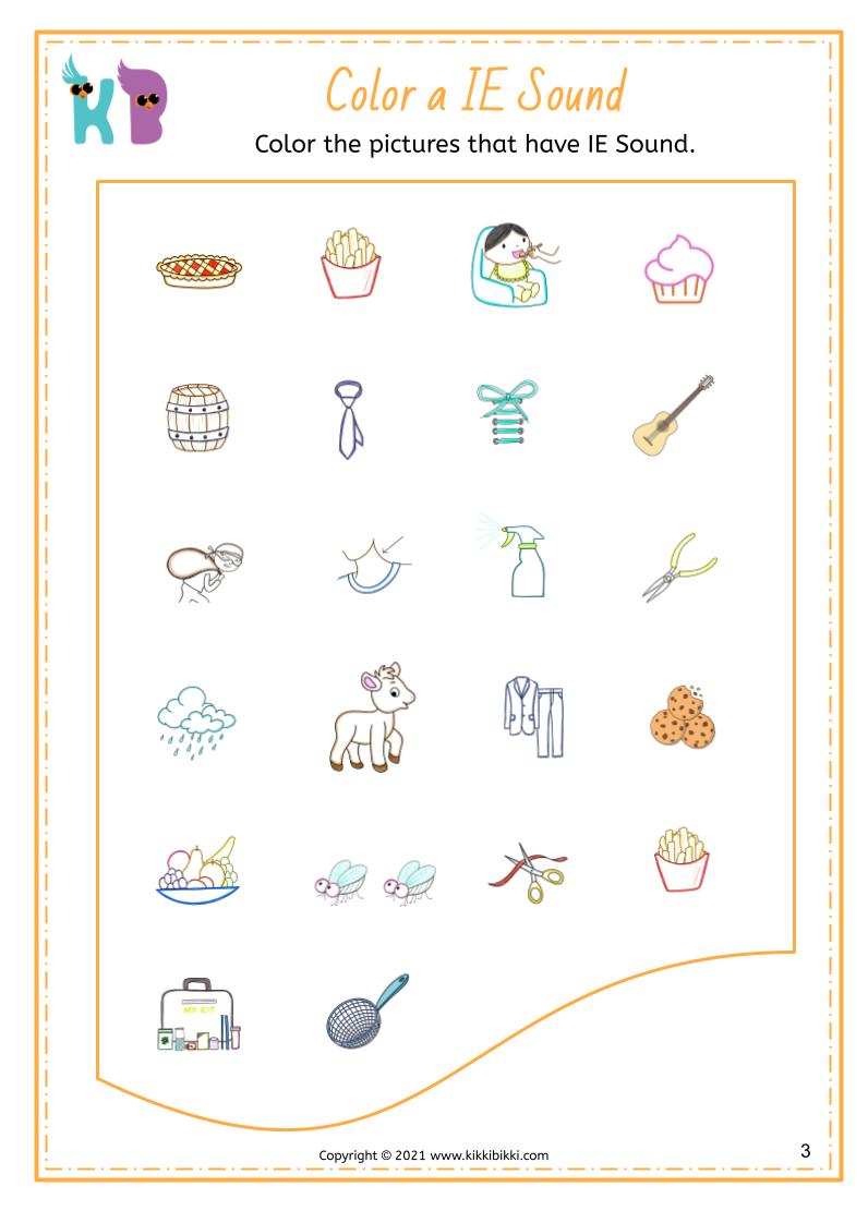 Exploring the 'IE' Sound: Find the Sound Worksheets