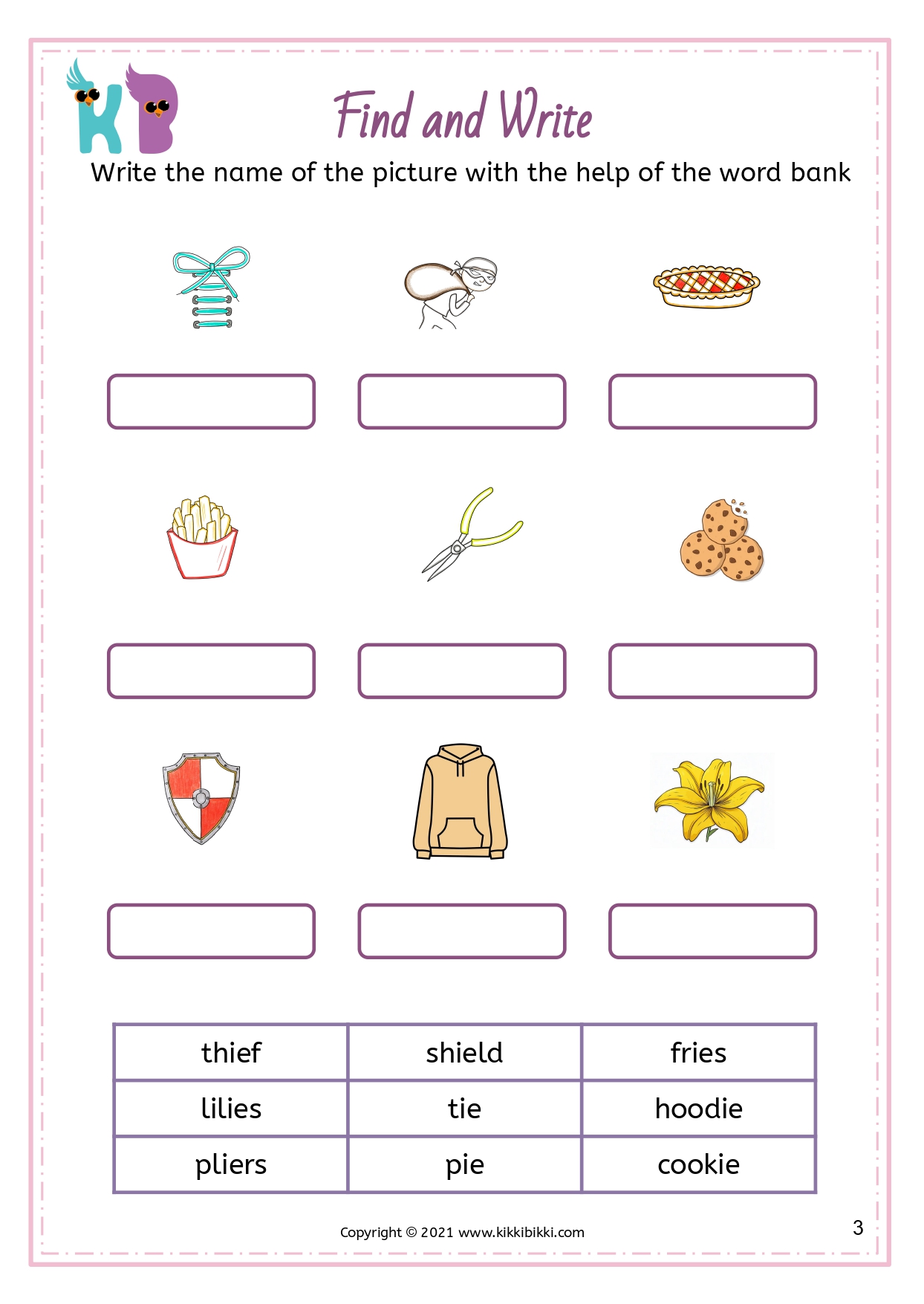 Phonics Adventure: IE Sound Find and Write Worksheet