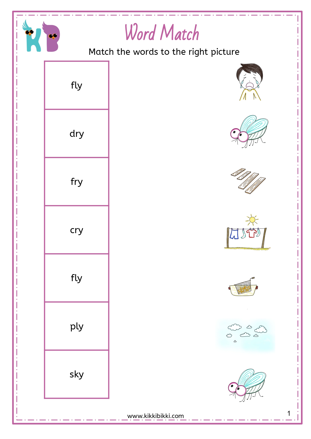 Exploring the "Y" Sound: Word Match Worksheets