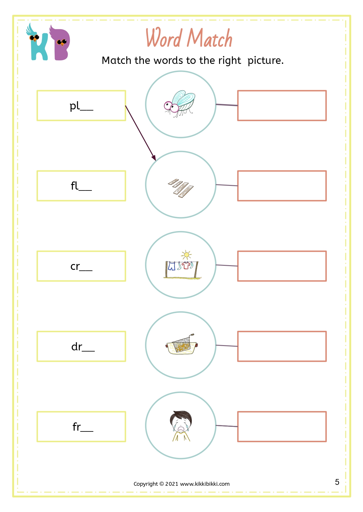 Exploring the "Y" Sound: Word Match Worksheets