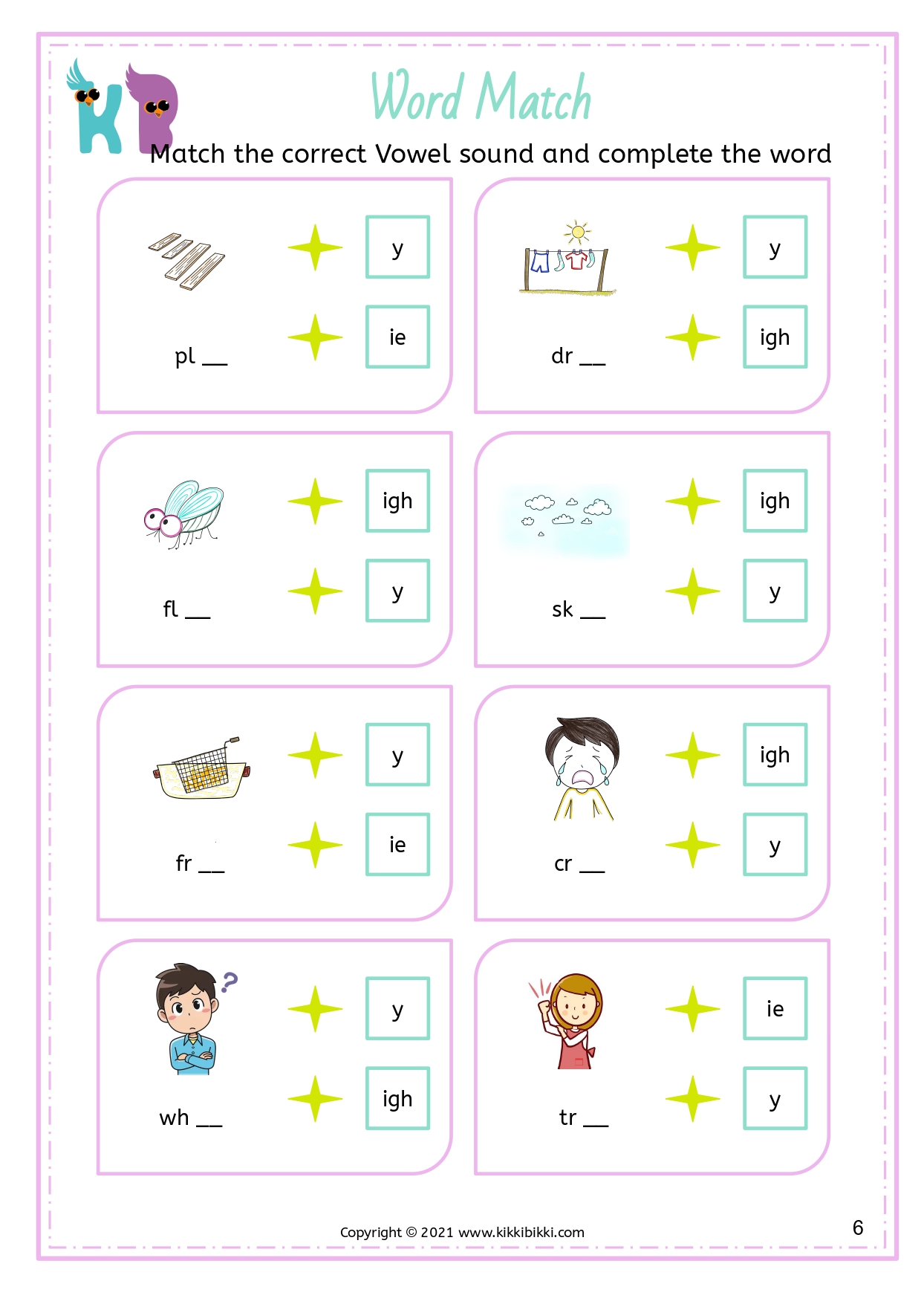 Exploring the "Y" Sound: Word Match Worksheets