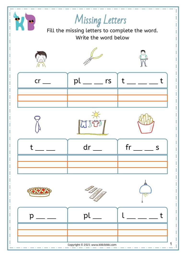 Missing Letters Worksheets for IE, IGH, and Y Sound Family