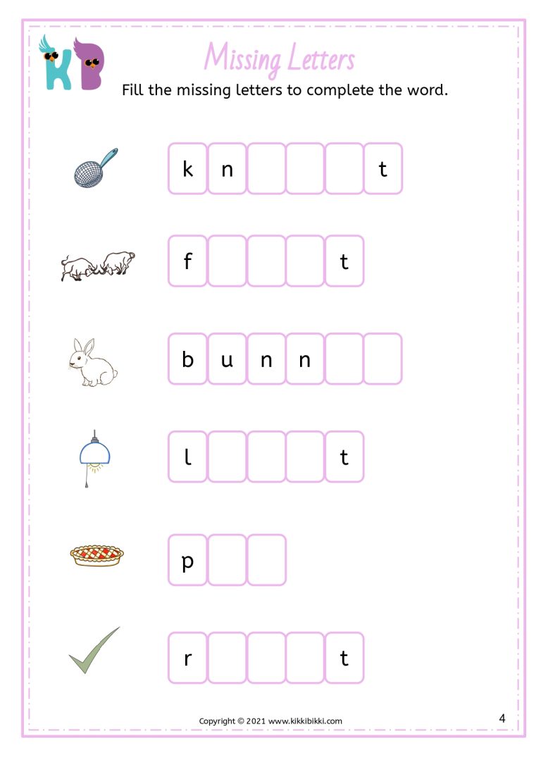 Missing Letters Worksheets for IE, IGH, and Y Sound Family