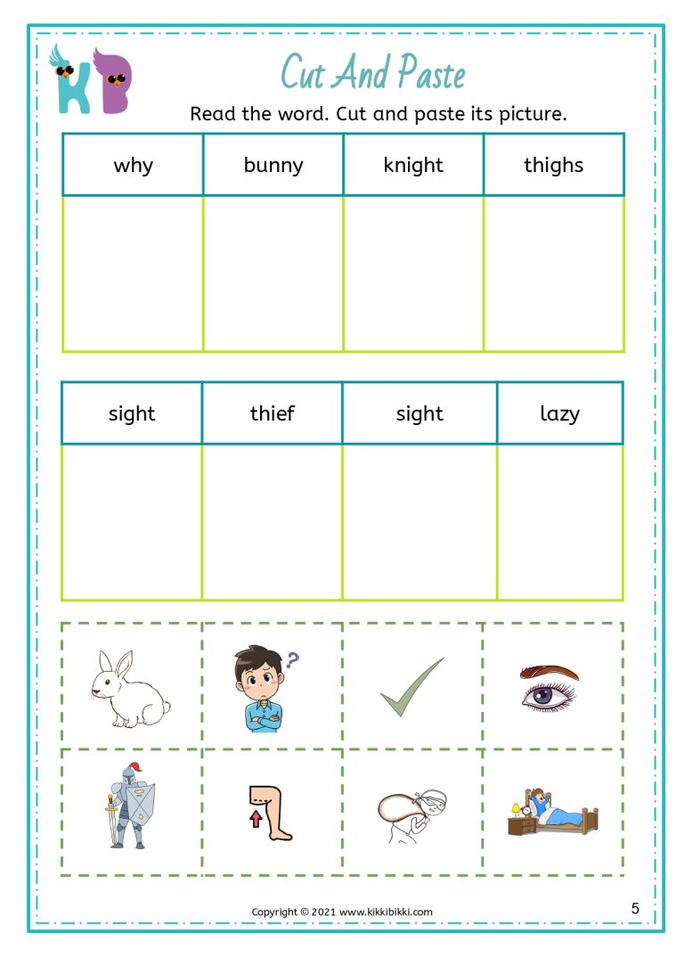 IE, IGH, Y Sound Family - Cut and Paste Worksheets