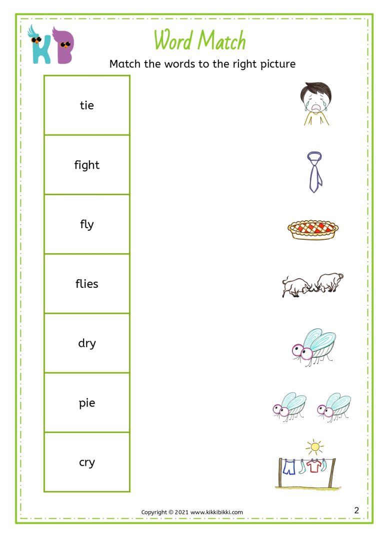 Phonics Adventure: Vowel Patterns IE, IGH, and Y Word Match