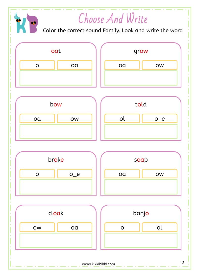Free Vowel Digraph Worksheets for Writing Practice