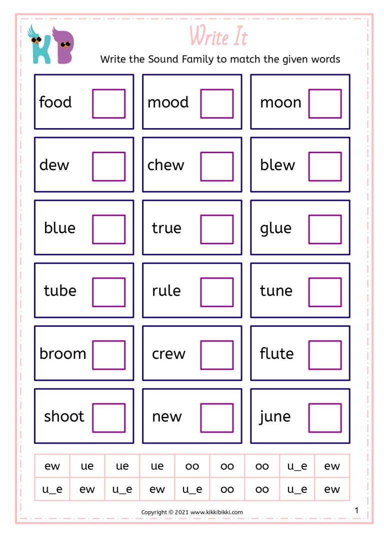 Free Vowel Digraph Worksheets for Writing Practice