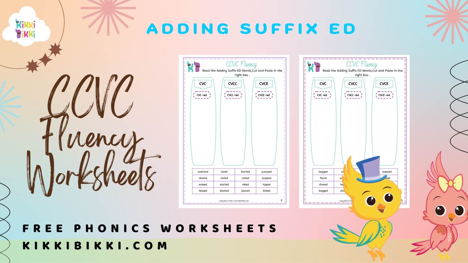 Phonics Fun: Adding Suffix "ED" & CCVC Fluency for Kindergarten